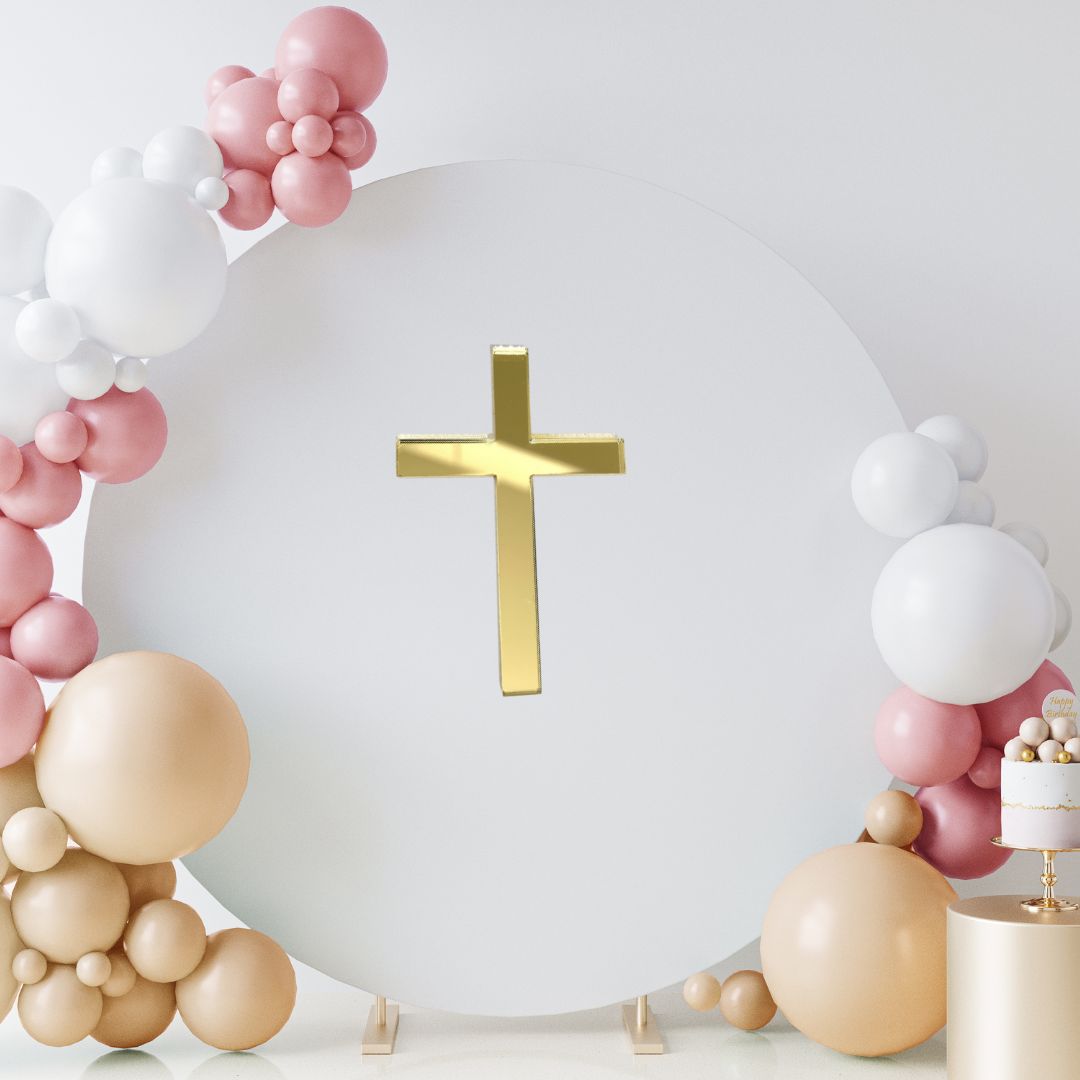 Wall Cross | Gold Mirror Cross | Etched Design