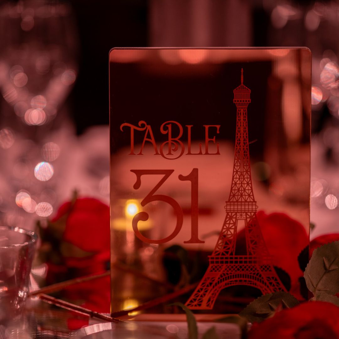 Wedding Table Numbers | Gold Table Signs | Etched Design