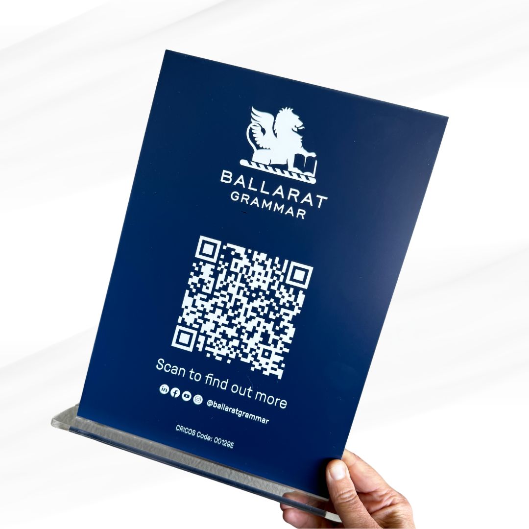 Rectangle QR code Sign | Acrylic Business Sign | Etched Design