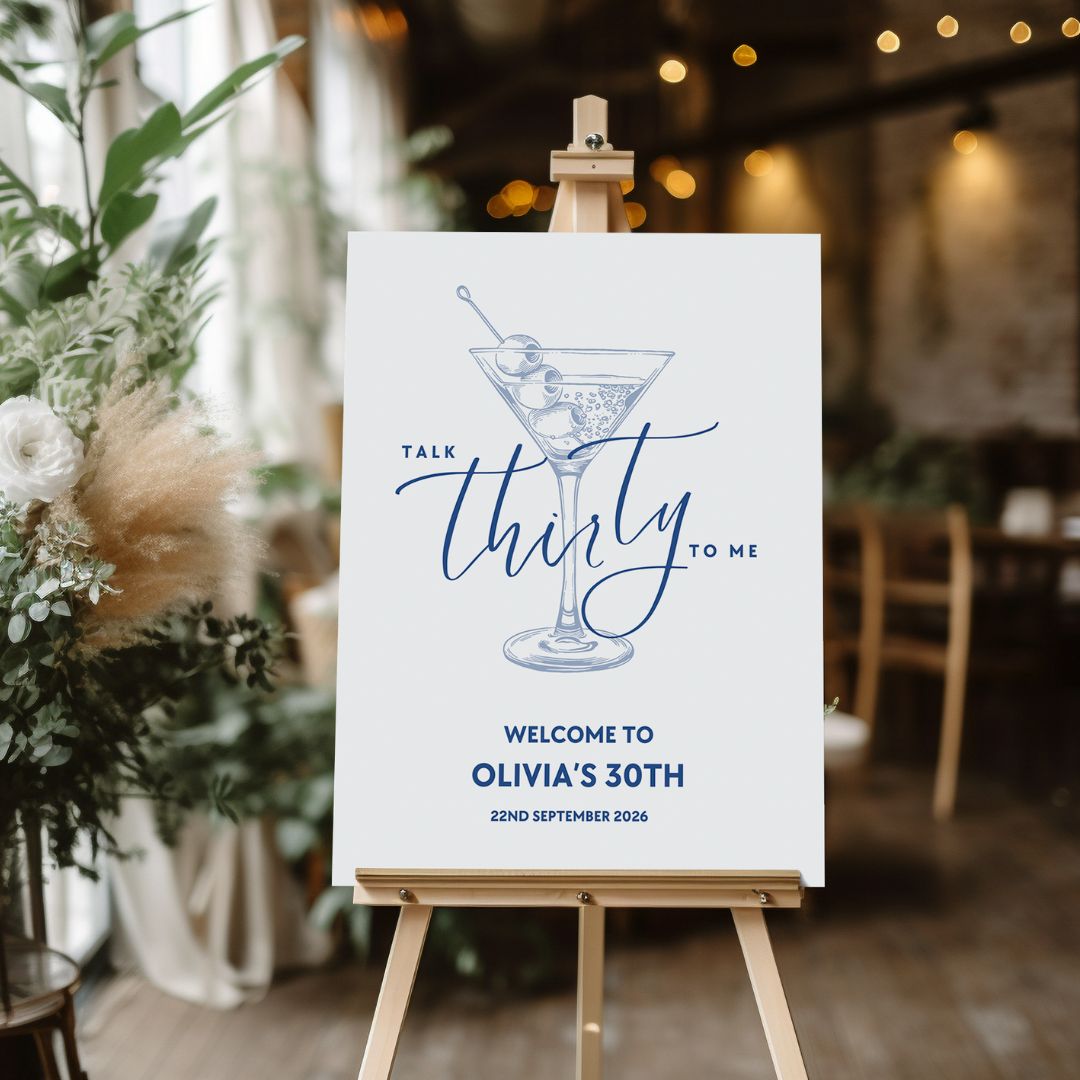 Talk Thirty To Me Welcome Sign | Etched Design