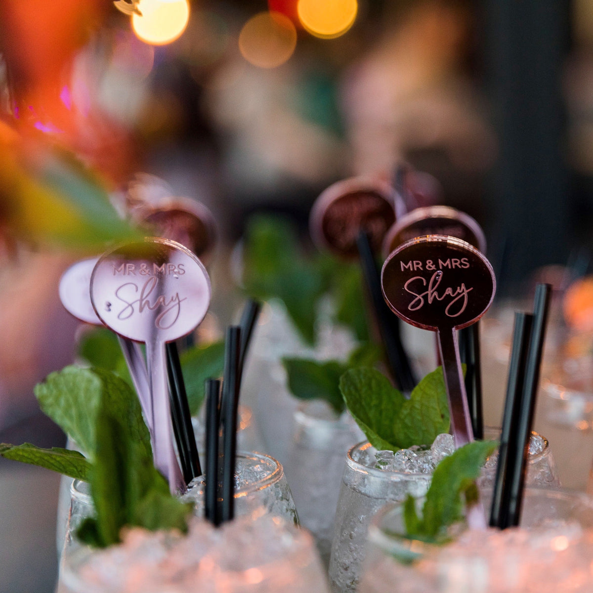 Custom Round Drink Stirrers | Set of 10 – Etched Design