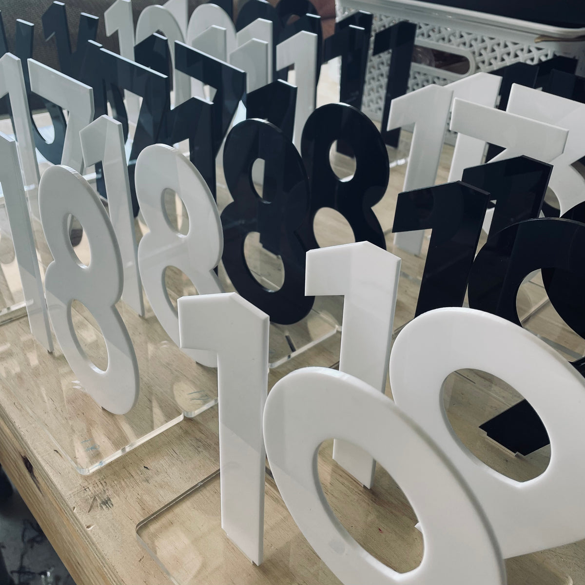 Acrylic Table Numbers | Self Standing Table Numbers | Etched Design